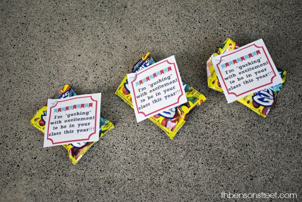 Back to School Gusher's Classroom Gift Tag Printable
