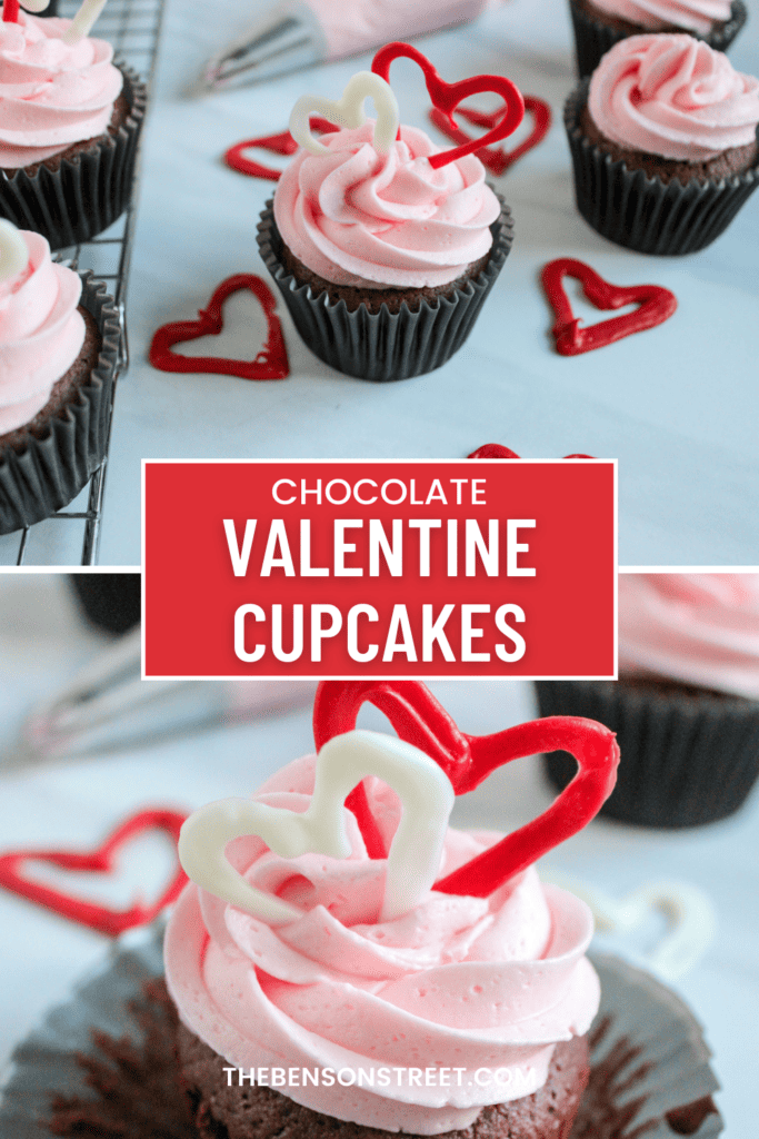 Easy Chocolate Heart Valentine Cupcakes Recipe - The Benson Street