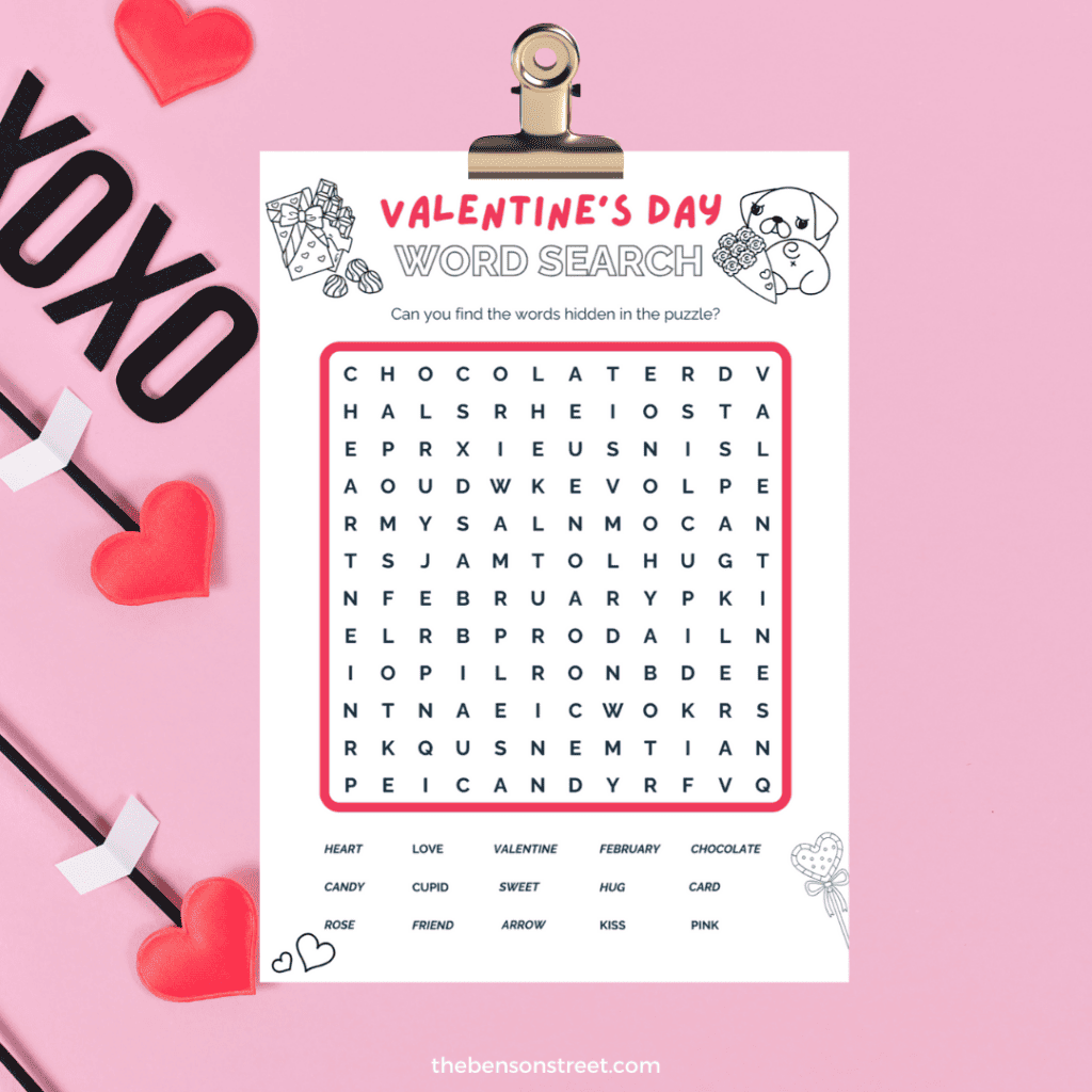 Fun and Free Valentines Word Search Printable Puzzle - The Benson Street