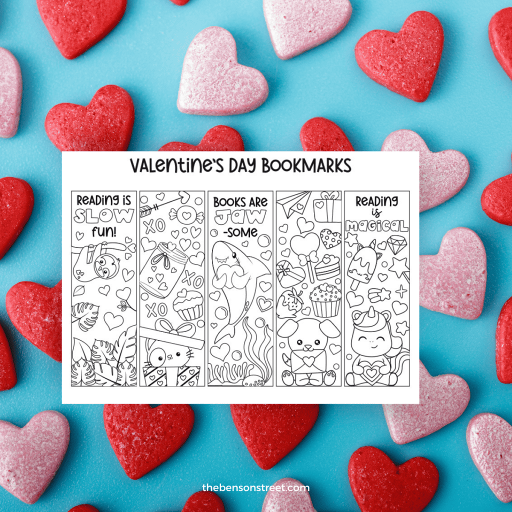 FREE Printable Valentine Bookmarks to Color for Kids - The Benson Street