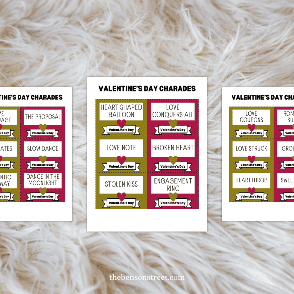 Fun Party Game: Free Printable Valentines Charades - The Benson Street