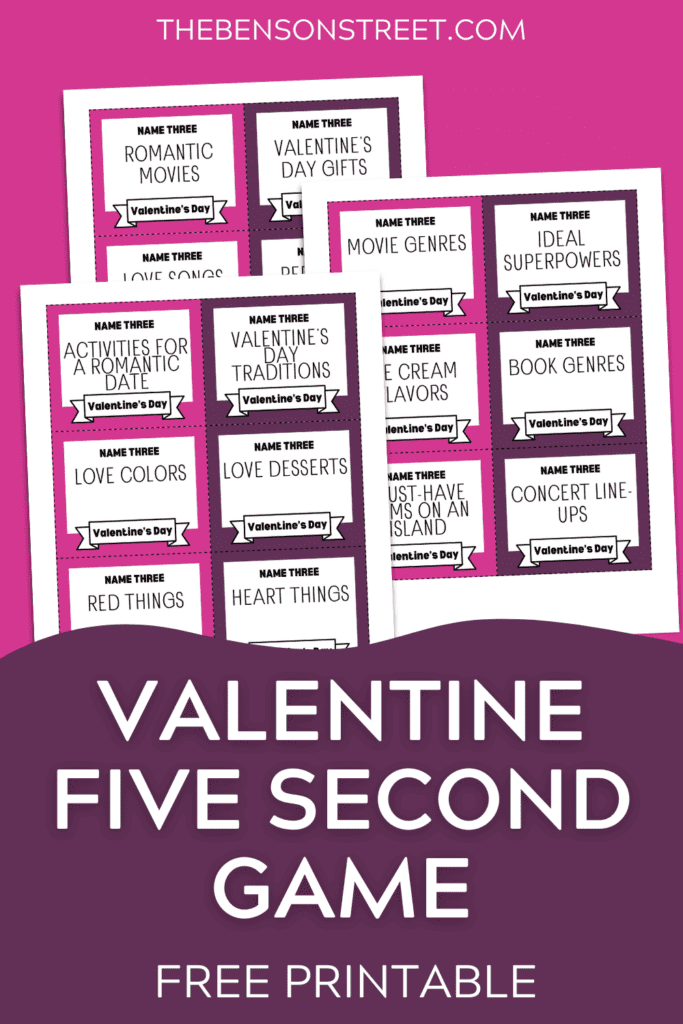 Valentine 5 Second Game: Free Printable Valentine's Day Game - The ...