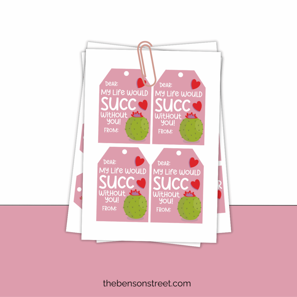 Free Succulent Valentine Printable Gift Tags and Cards - The Benson Street