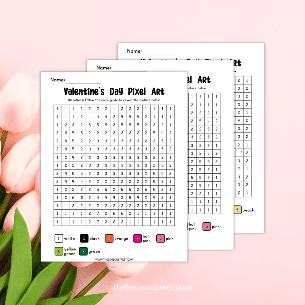 Valentines Color by Number Free Printables: 8 Pages - The Benson Street