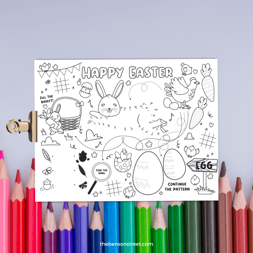 Free Printable Easter Activity Placemat for Kids (6 Designs)