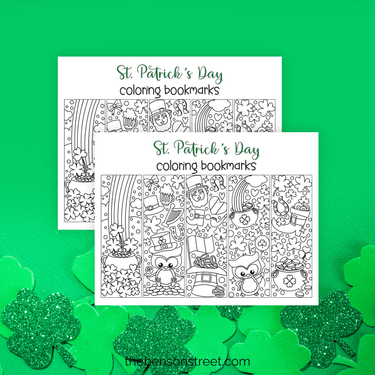 Five Free Printable St. Patrick's Day Coloring Bookmarks
