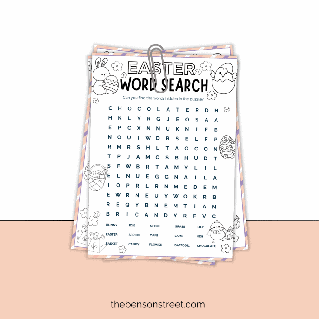 FREE Easter Word Search Printable Puzzle for Kids - The Benson Street