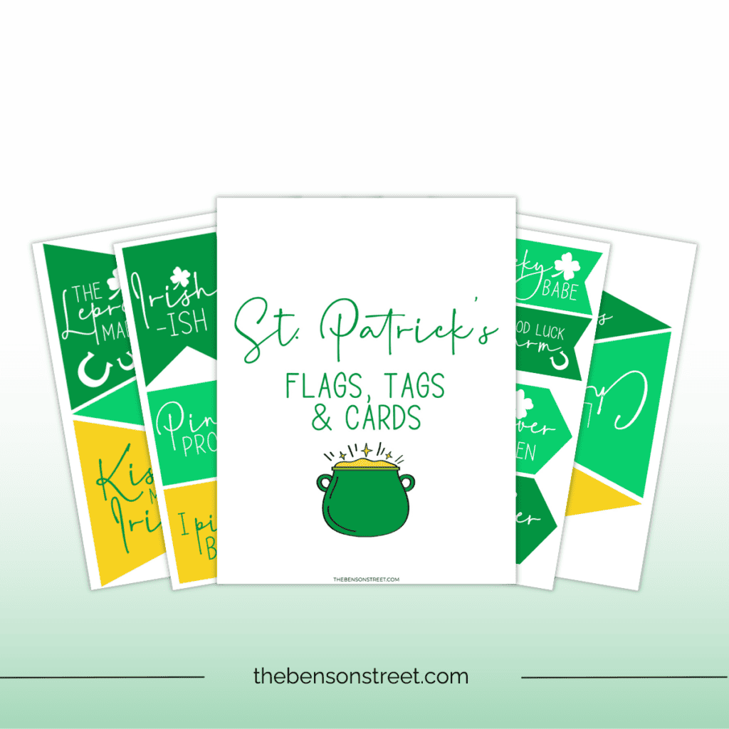 Free Printable St. Patrick's Day Cards, Tags and Flags Set