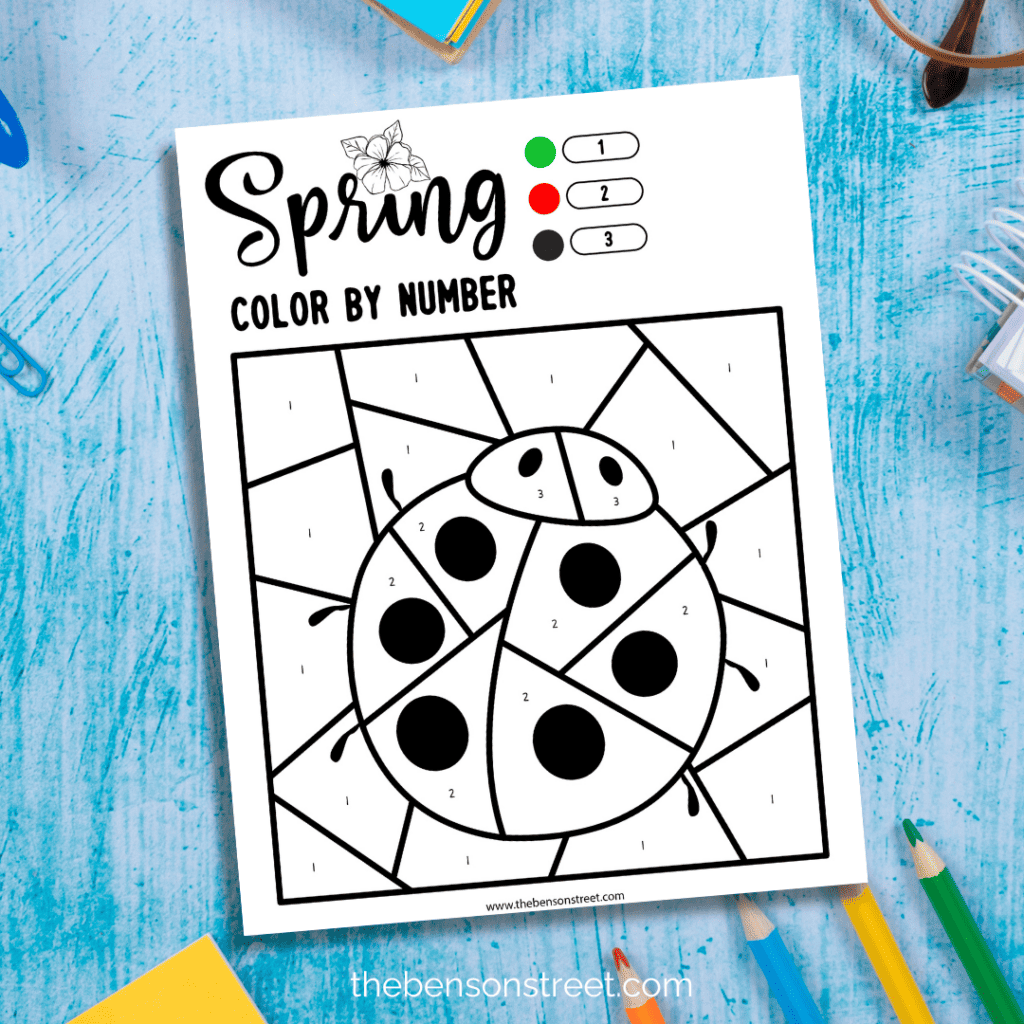 Spring Color by Number: 10 Free Printable Coloring Pages - The Benson ...