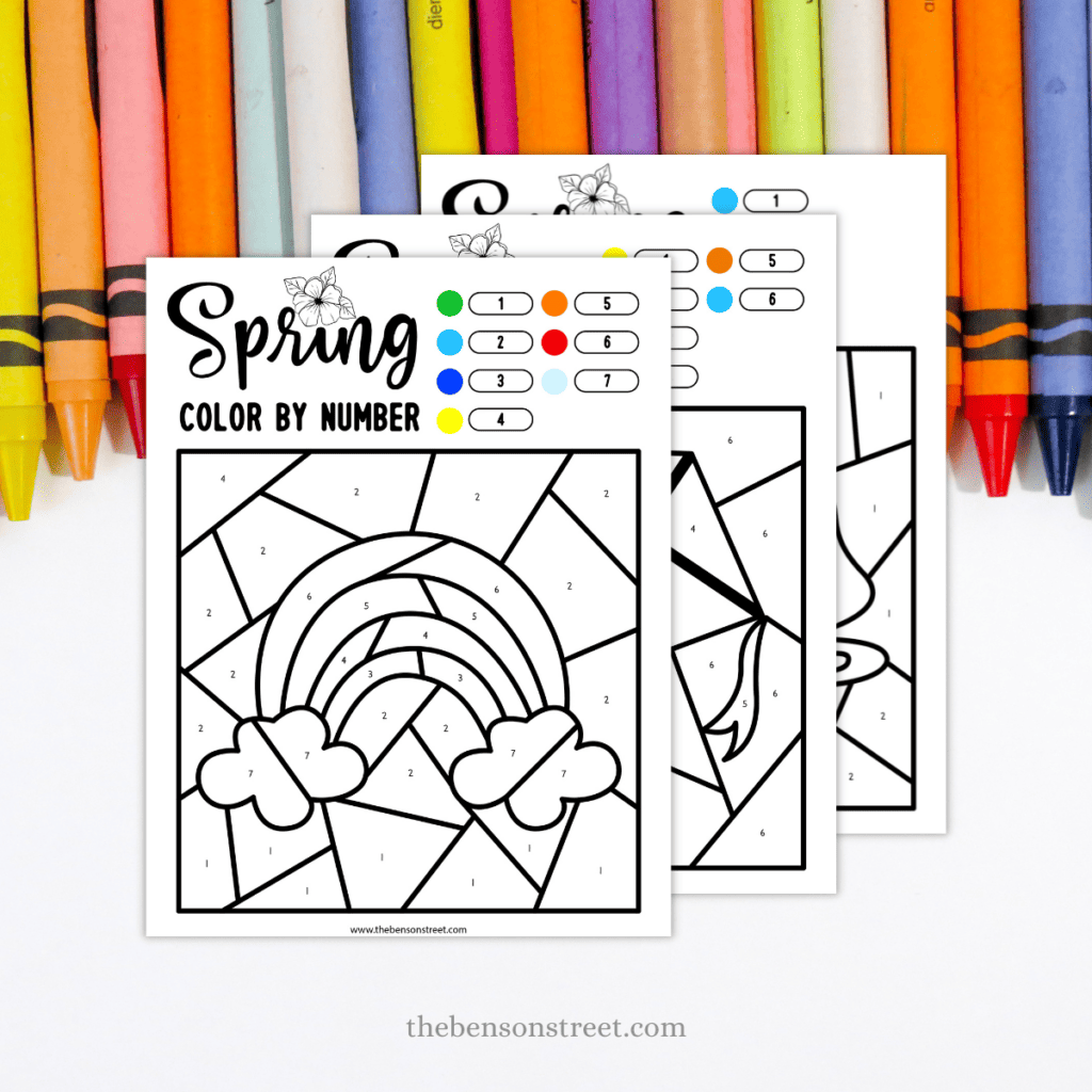 Spring Color by Number: 10 Free Printable Coloring Pages - The Benson ...