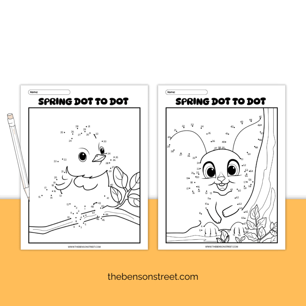 Free Spring Dot to Dot Printable Activity Worksheets - The Benson Street
