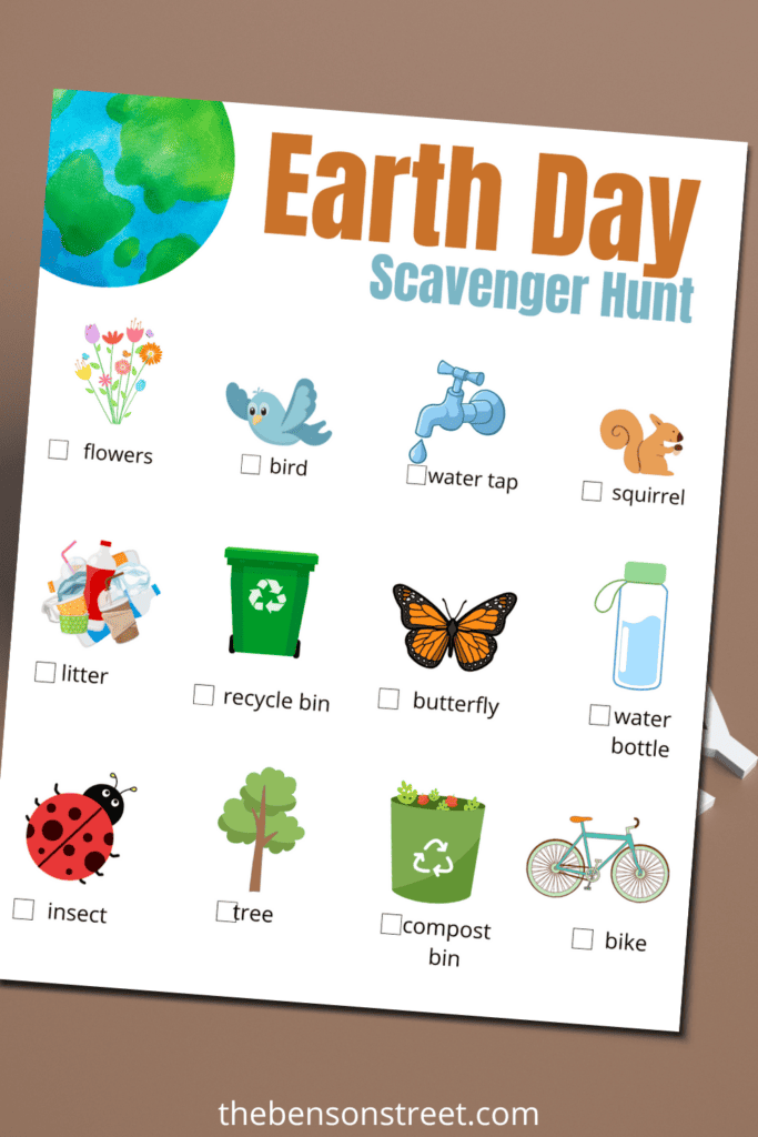 Earth Day Scavenger Hunt Worksheet: FREE Printable - The Benson Street