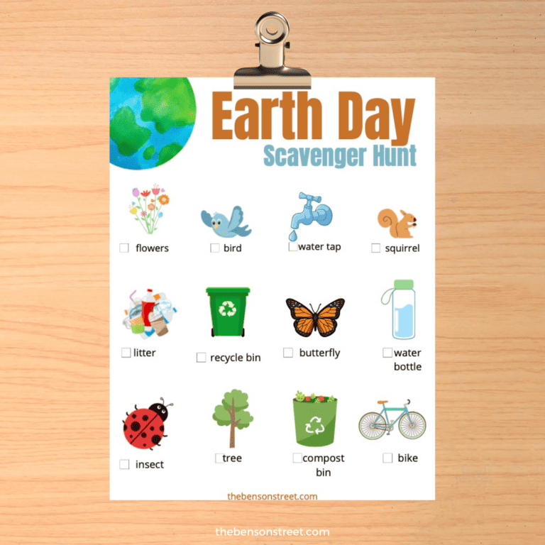 Earth Day Scavenger Hunt Worksheet: FREE Printable - The Benson Street