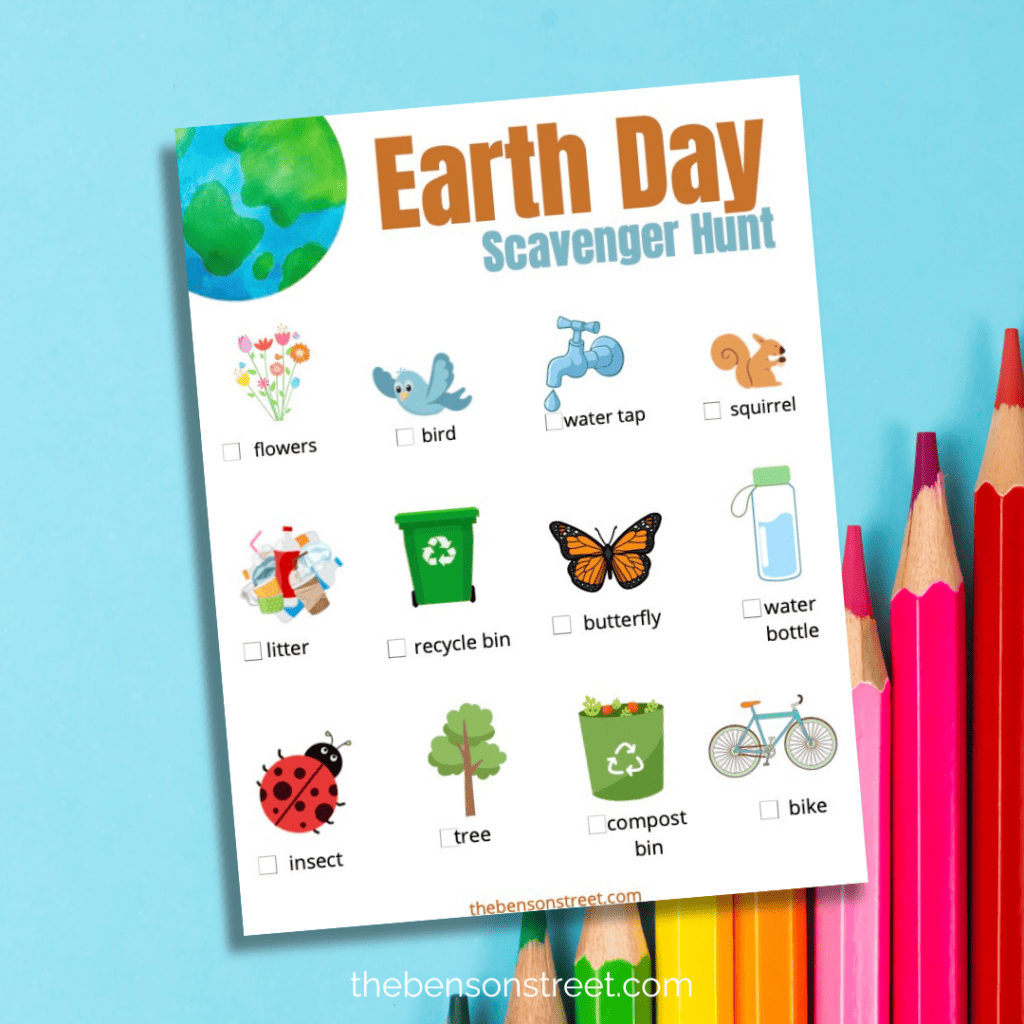 Earth Day Scavenger Hunt Worksheet: FREE Printable - The Benson Street