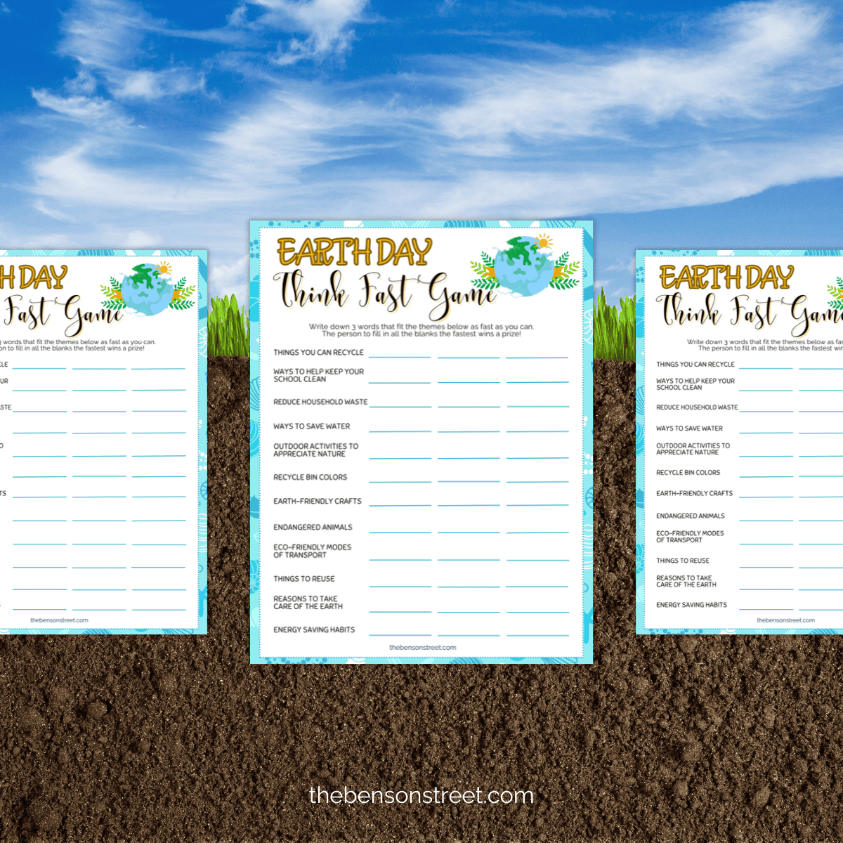 Earth Day Think Fast: Free Printable Game - The Benson Street