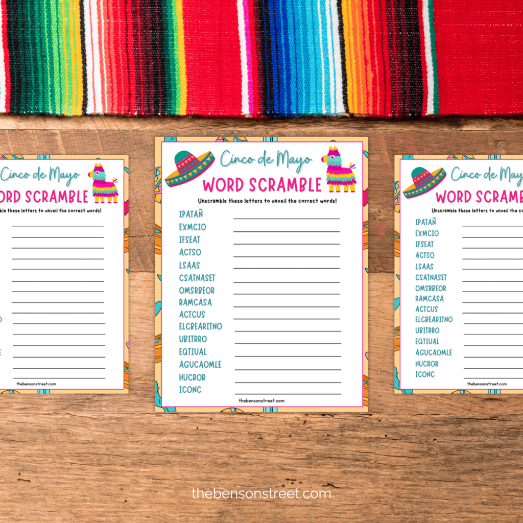 Free Printable Cinco de Mayo Word Scramble Game - The Benson Street