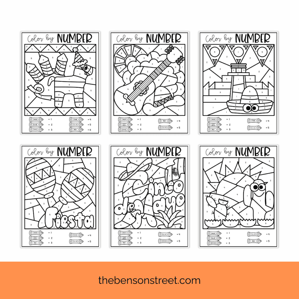 FREE Printable Cinco de Mayo Color By Number Pages - The Benson Street
