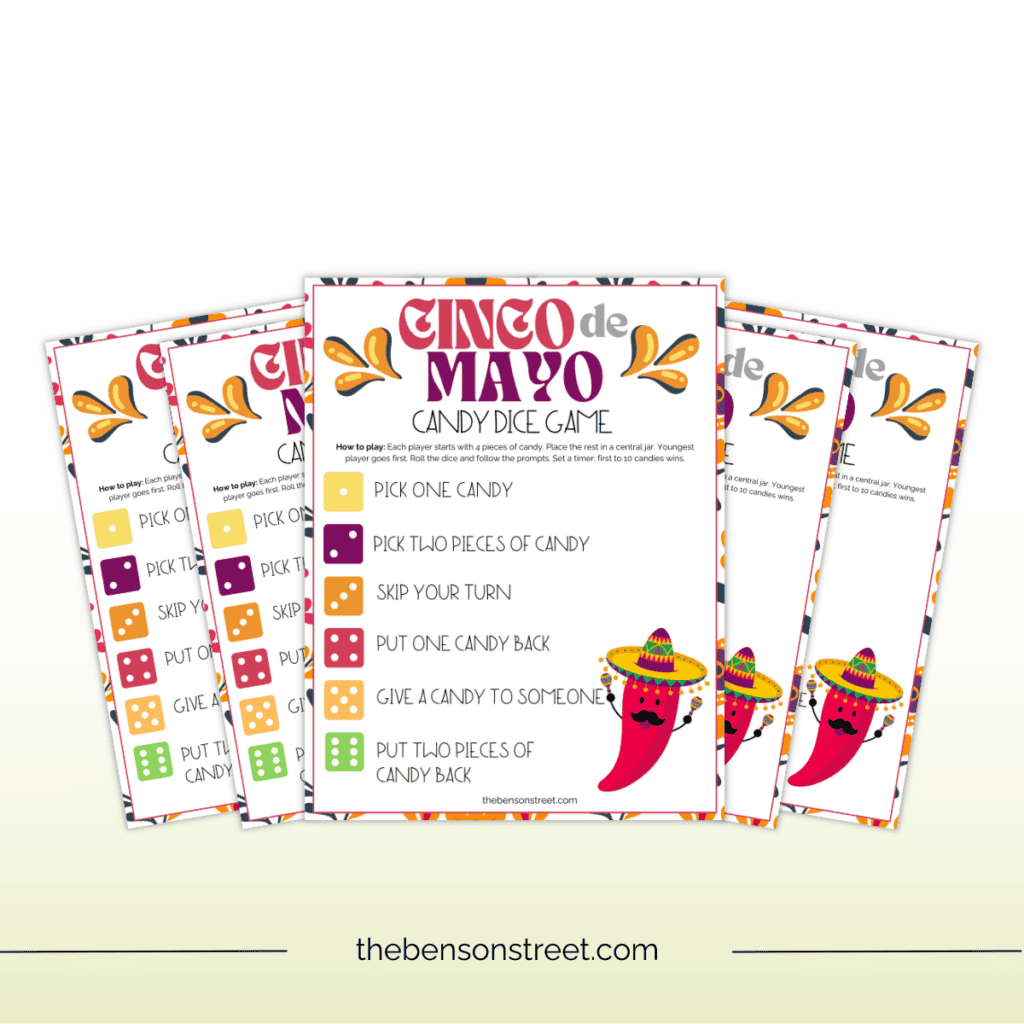 Cinco de Mayo Dice Game: Free Printable - The Benson Street