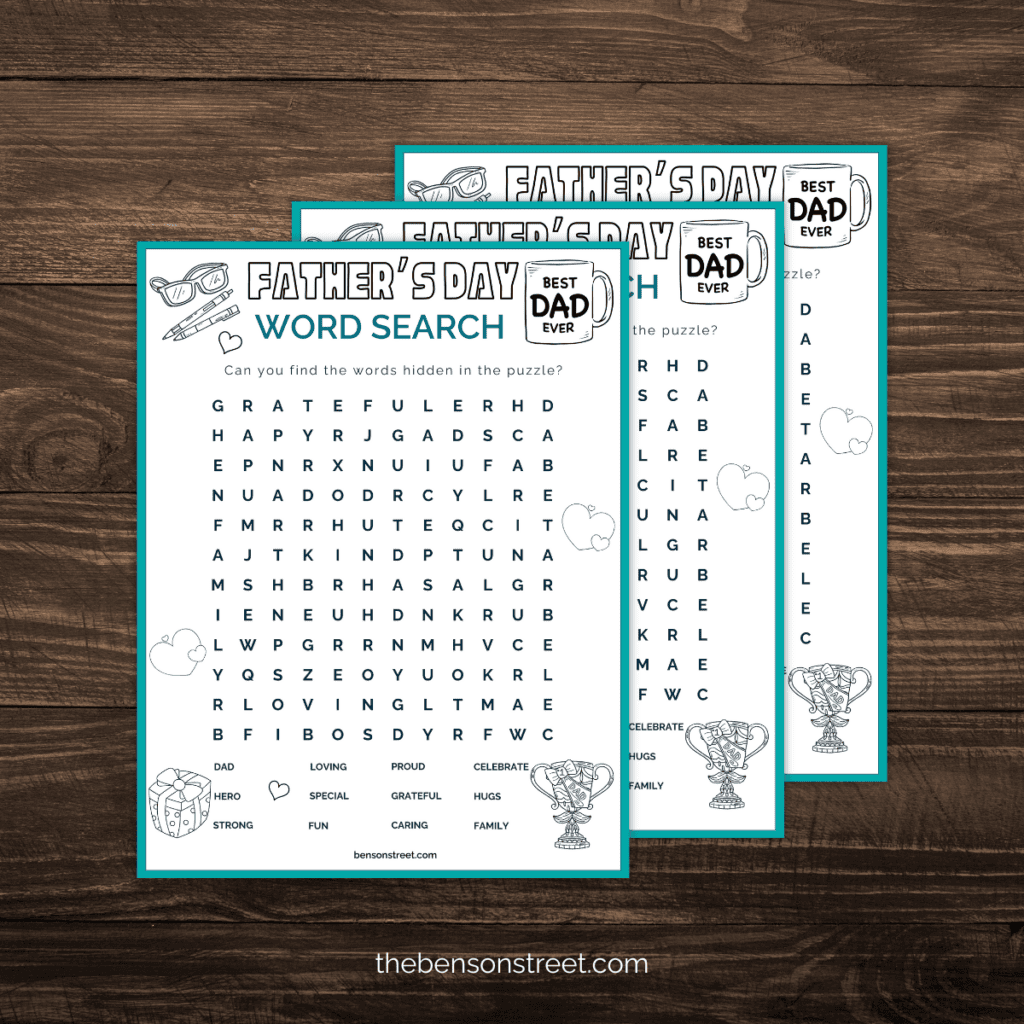 Free Printable Father's Day Word Search Game - The Benson Street
