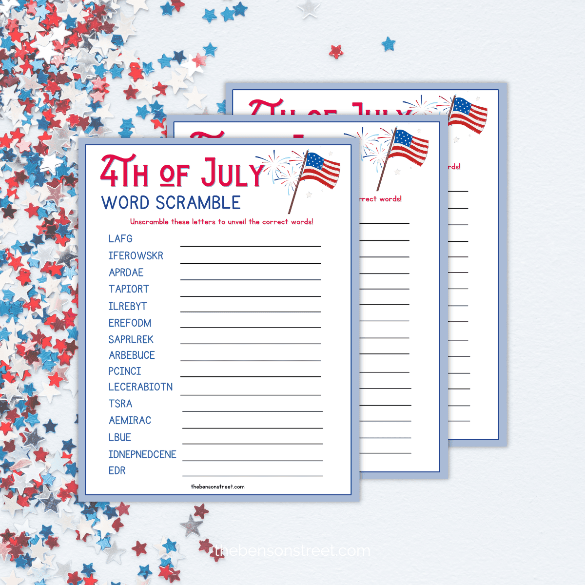 Free Printable 4th of July Word Scramble Game