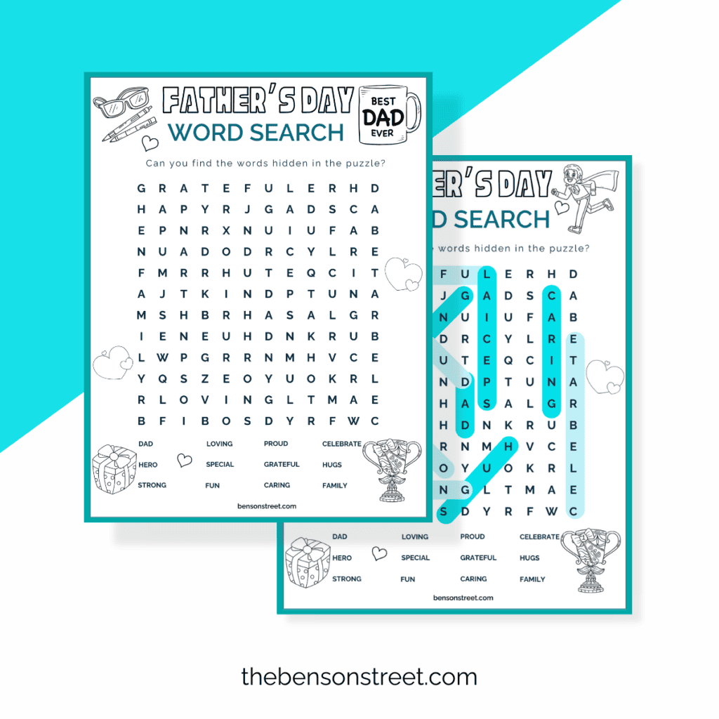 Free Printable Father's Day Word Search Game - The Benson Street