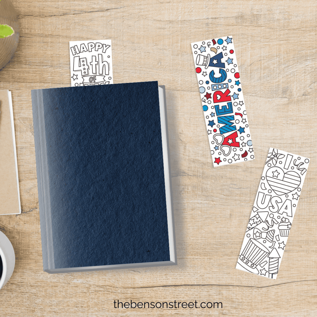 Free Printable Coloring 4th of July Bookmarks - The Benson Street