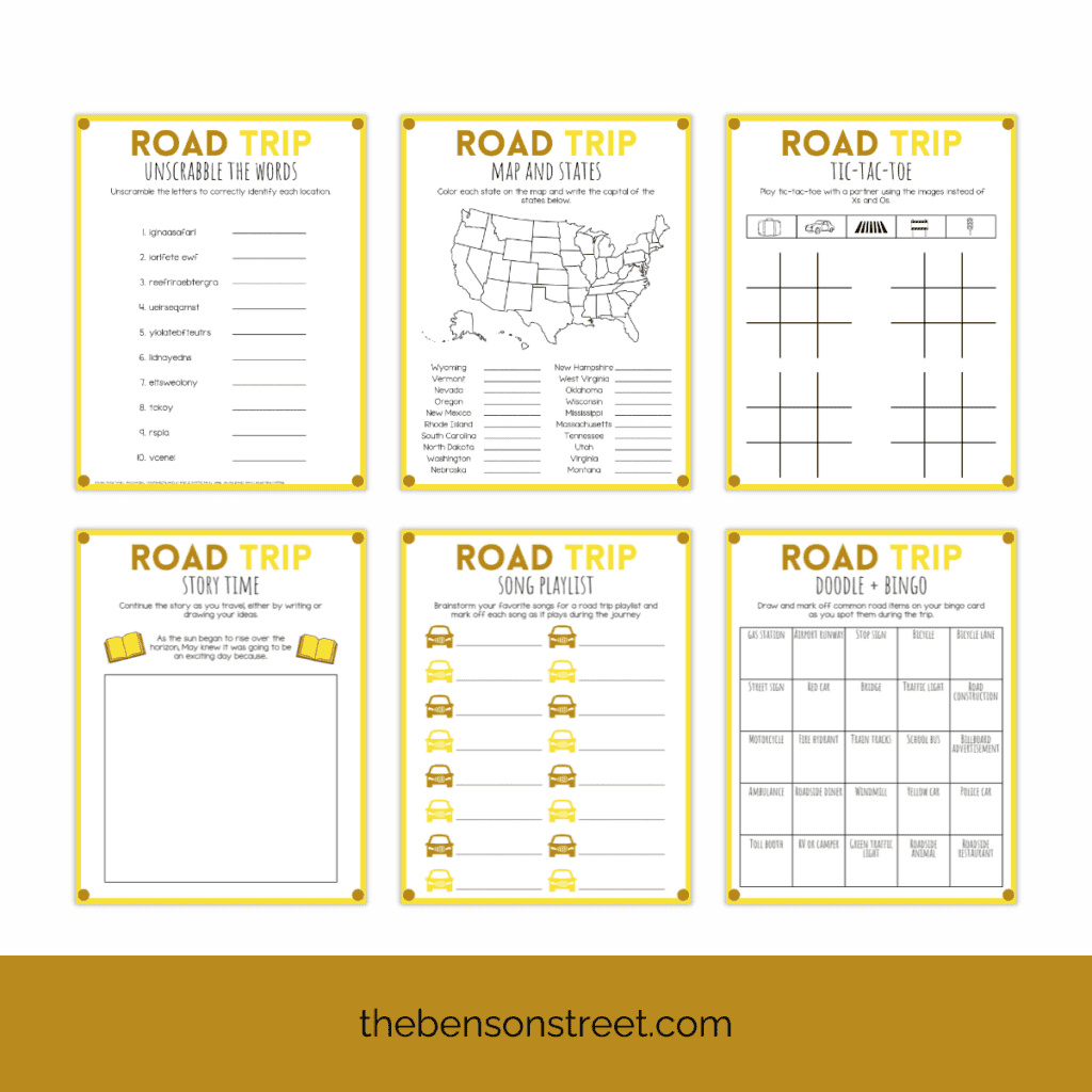 Fun Road Trip Games for Families: Free Printables for Kids - The Benson ...