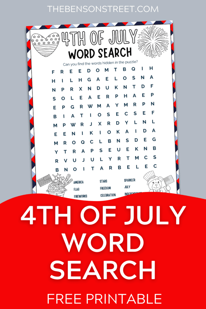 Free Printable 4th of July Word Search Game