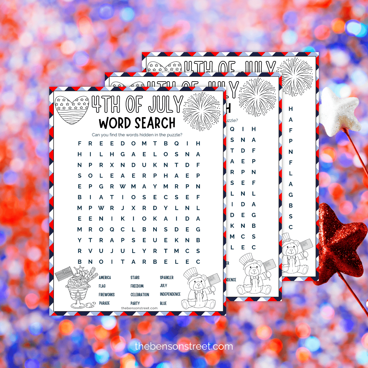 Free Printable 4th of July Word Search Game