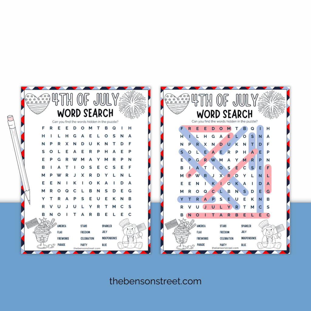 Free Printable 4th of July Word Search Game