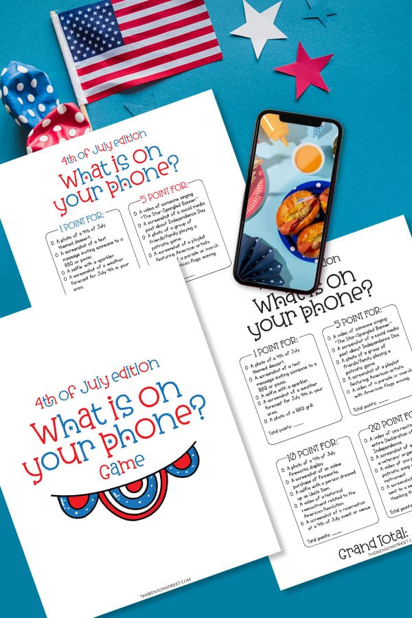 4th of July What Is On Your Phone Game: Free Printable - The Benson Street