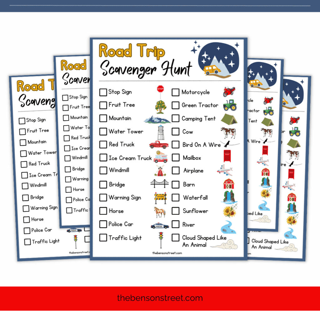 FREE Road Trip Scavenger Hunt Printable for Kids - The Benson Street