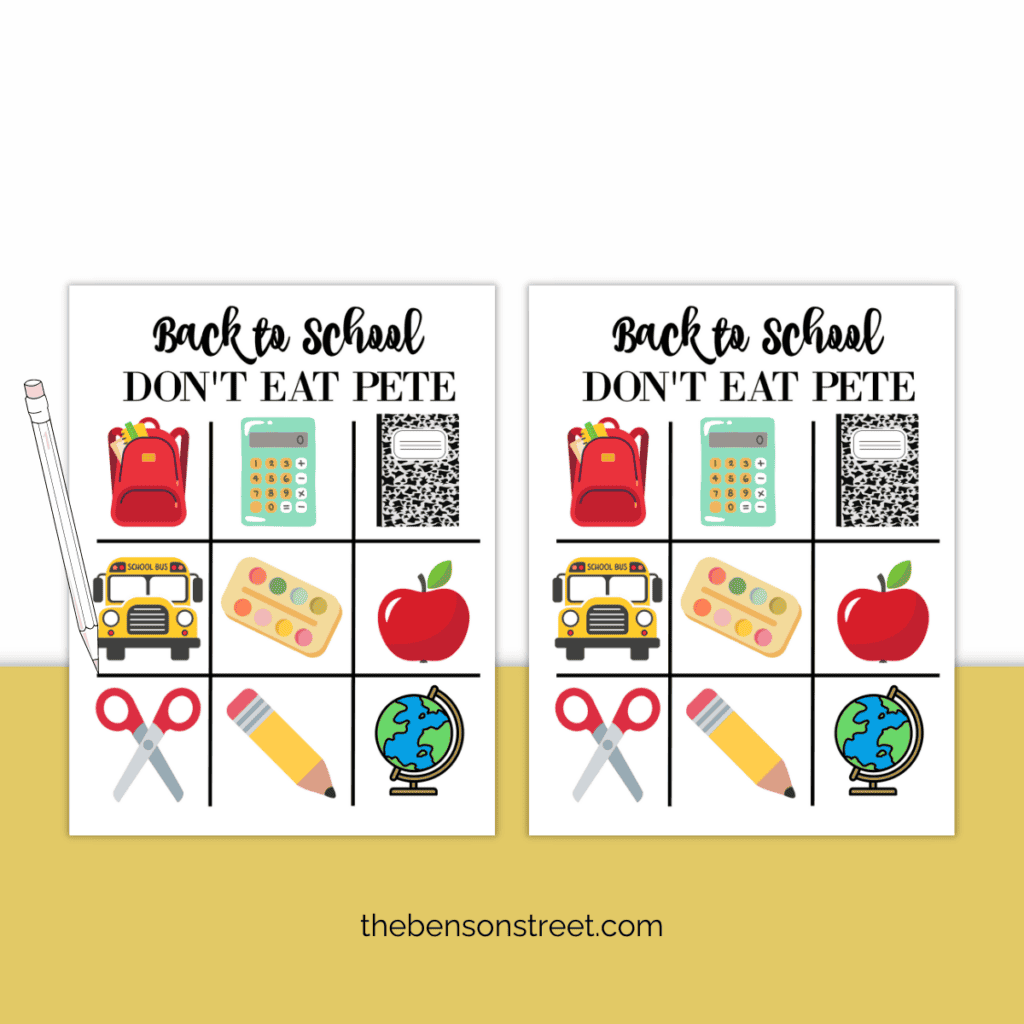 Free Printable Back to School Don't Eat Pete Game - The Benson Street