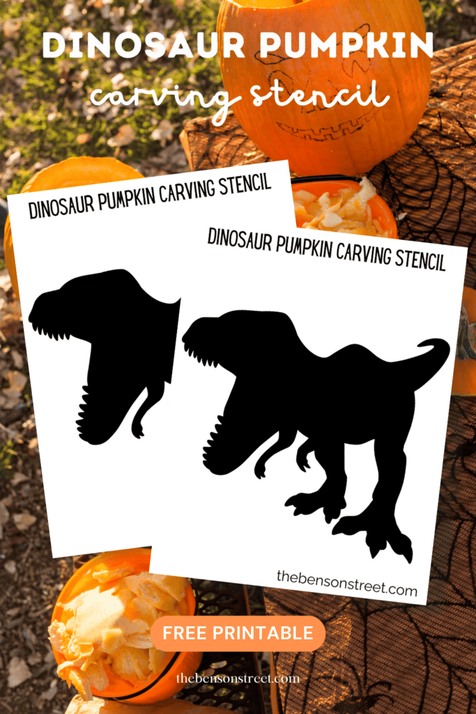 Free Printable Dinosaur Pumpkin Stencil for Easy Carving - The Benson ...