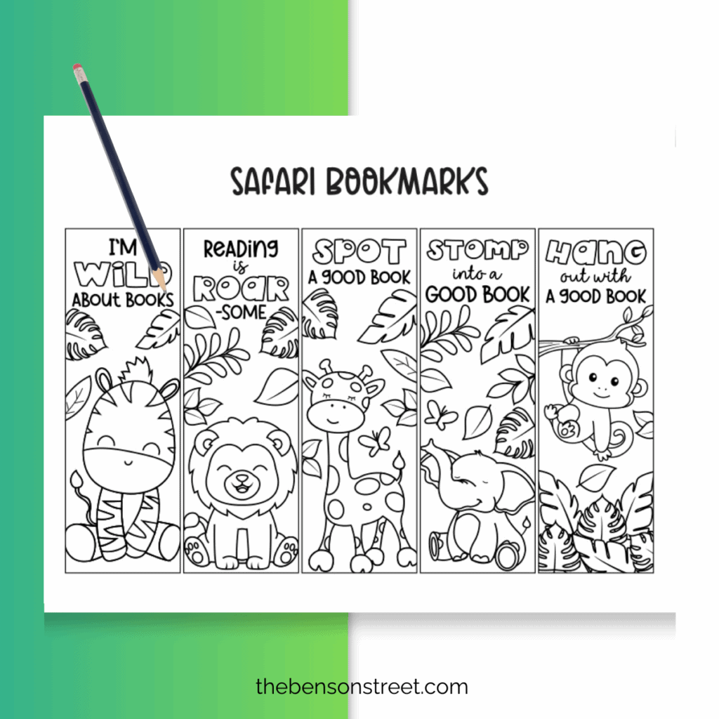 Free Printable Safari Animals Coloring Bookmarks for Kids - The Benson ...