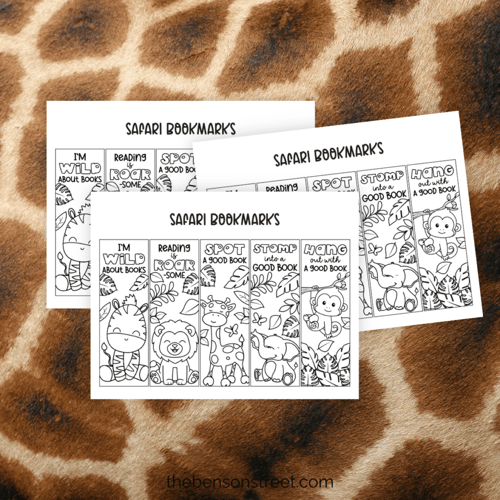 Free Printable Safari Animals Coloring Bookmarks for Kids - The Benson ...
