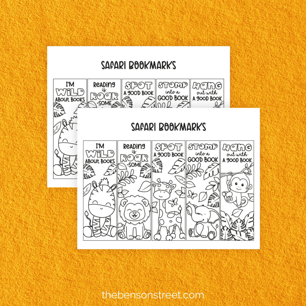 Free Printable Safari Animals Coloring Bookmarks for Kids - The Benson ...