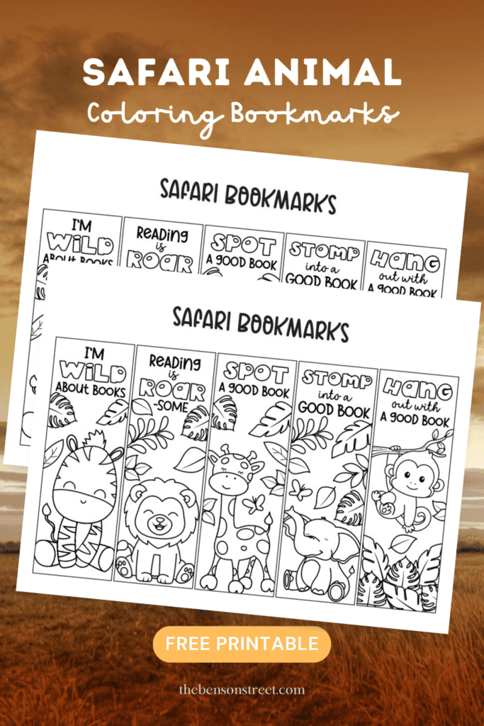 Free Printable Safari Animals Coloring Bookmarks for Kids - The Benson ...