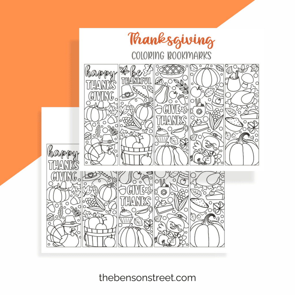 FREE Thanksgiving Bookmarks Printable to Color - The Benson Street