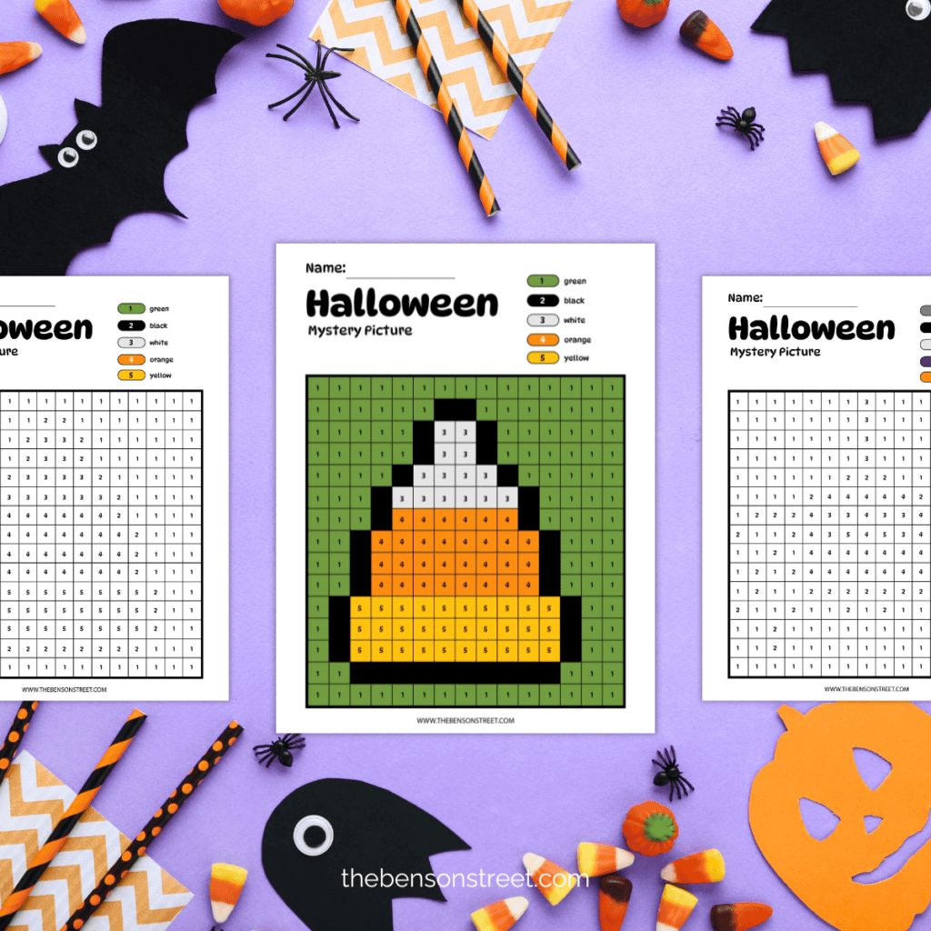 FREE Mystery Picture Color by Numbers Halloween Worksheets - The Benson ...