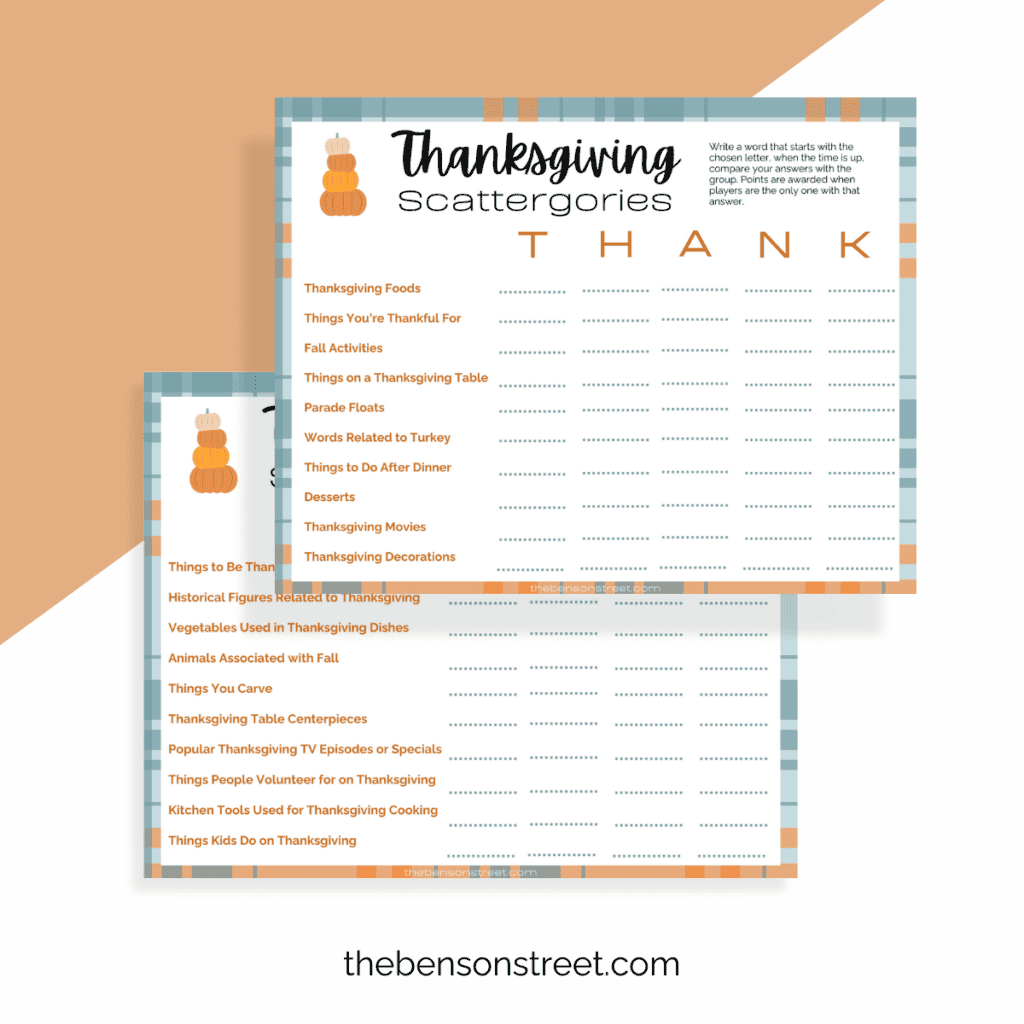 Free Printable Thanksgiving Scattergories Printable Game - The Benson ...