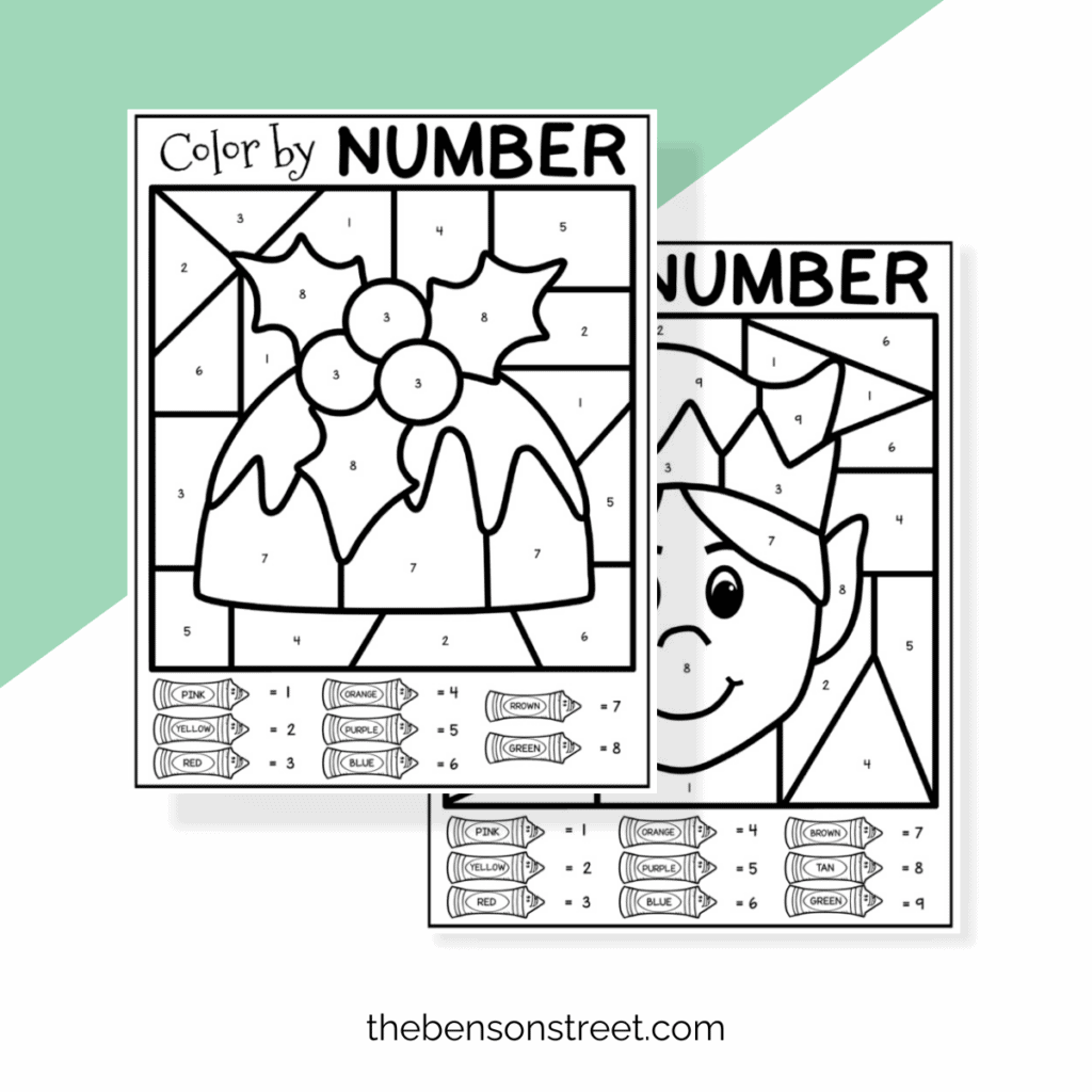 Free Christmas Color by Number Printables for Kids