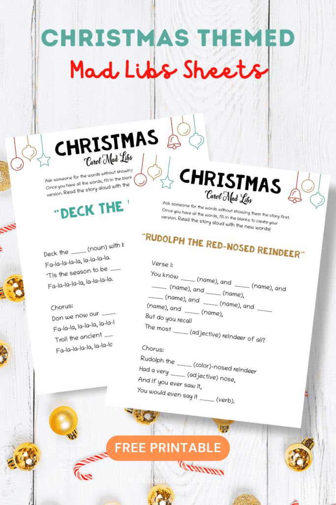 FREE Christmas Mad Libs Printable: Fun Holiday Party Game - The Benson ...