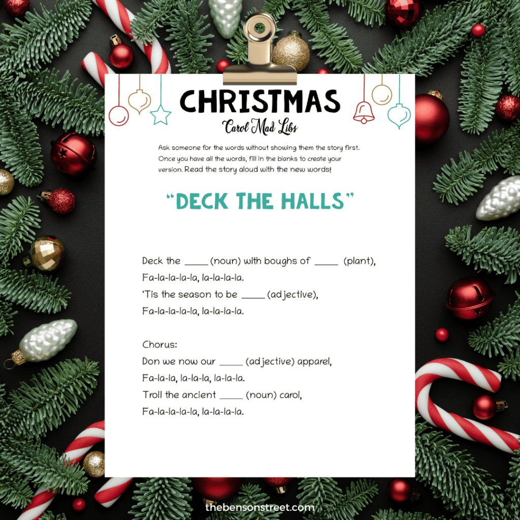 FREE Christmas Mad Libs Printable: Fun Holiday Party Game - The Benson ...