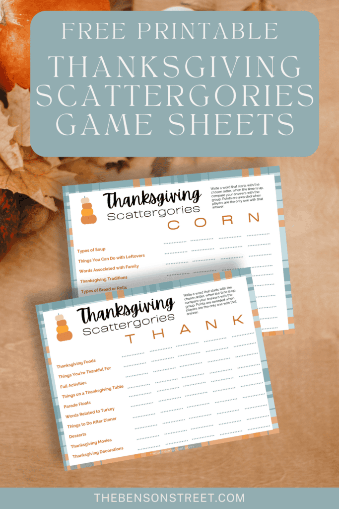 Free Printable Thanksgiving Scattergories Printable Game - The Benson ...