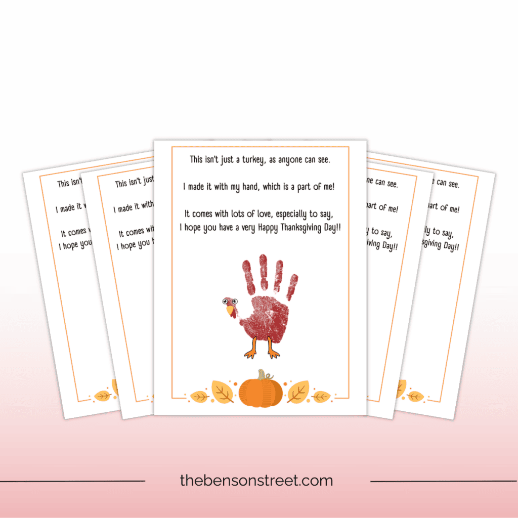 Free Thanksgiving Handprint Poem Printable Craft Template - The Benson ...