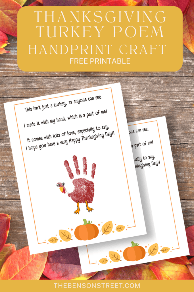 Free Thanksgiving Handprint Poem Printable Craft Template
