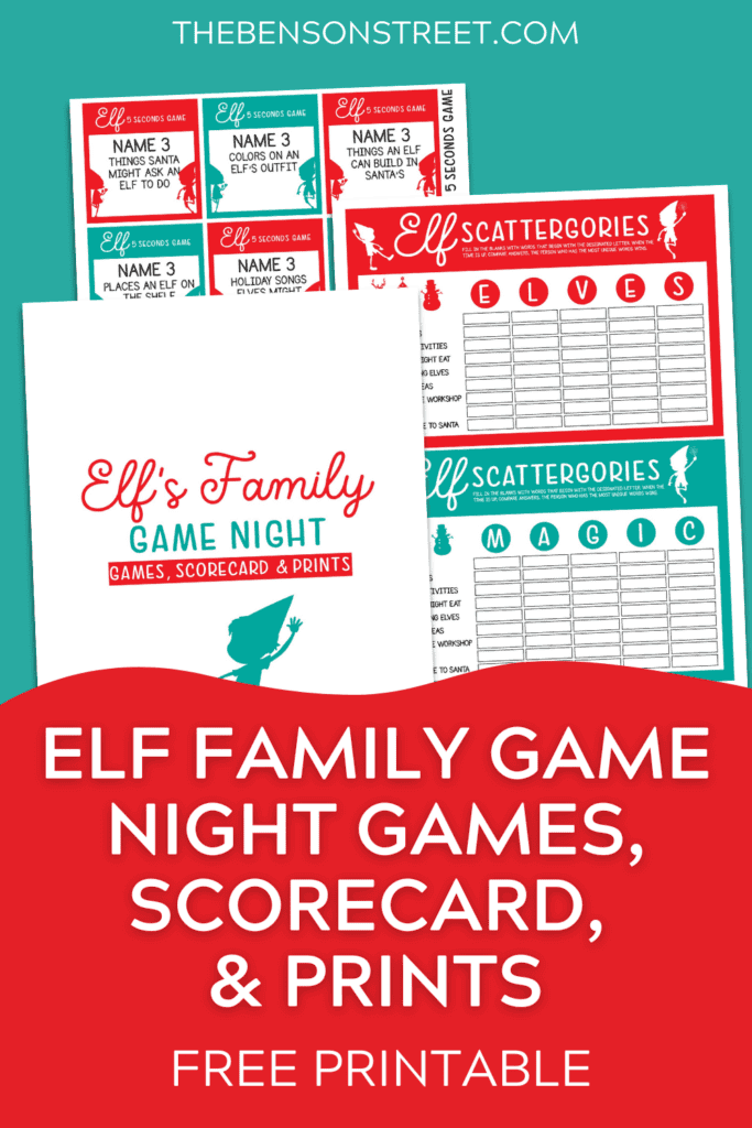 Free Printable Elf Family Game Night Games Bundle - The Benson Street