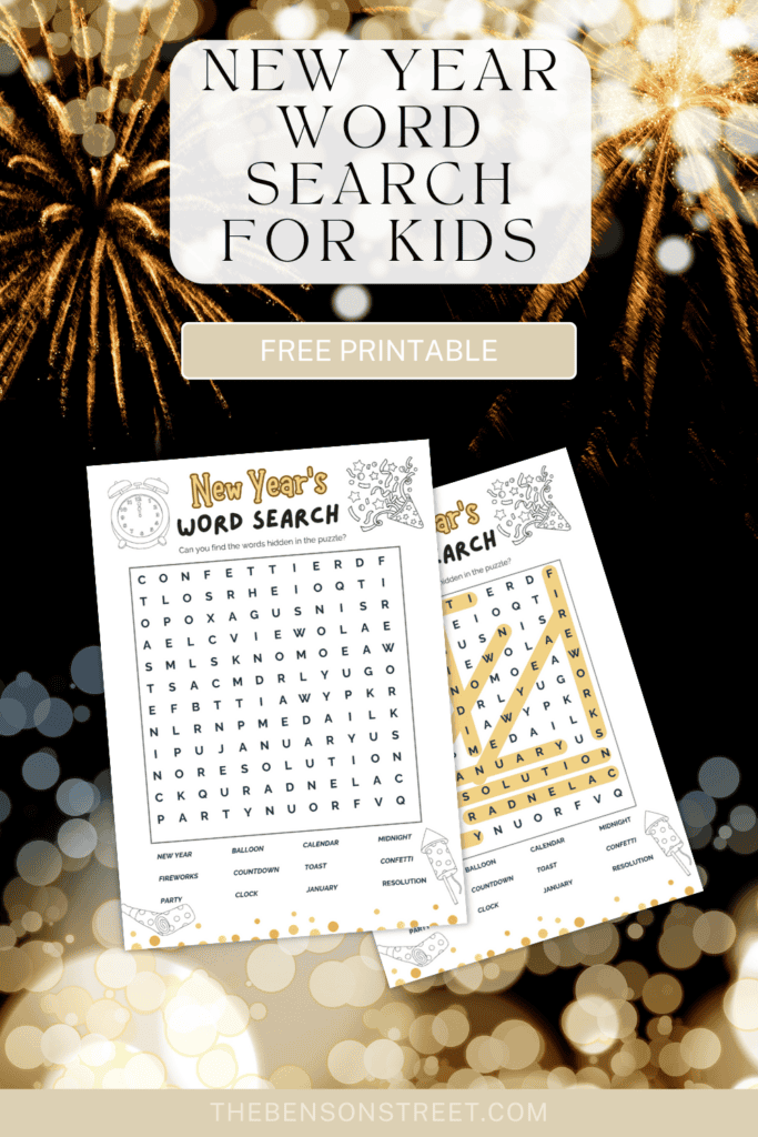 Happy New Year's Word Search Free Printable - The Benson Street