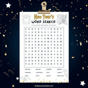 Happy New Year's Word Search Free Printable - The Benson Street